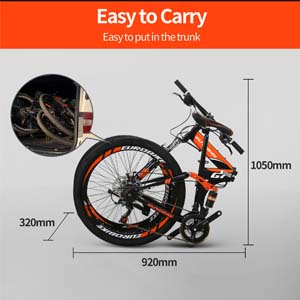 Amazon.com : EUROBIKE Adult Folding Bike, 27.5 Inch Folding Mountain Bike, 21 Speed Full ...