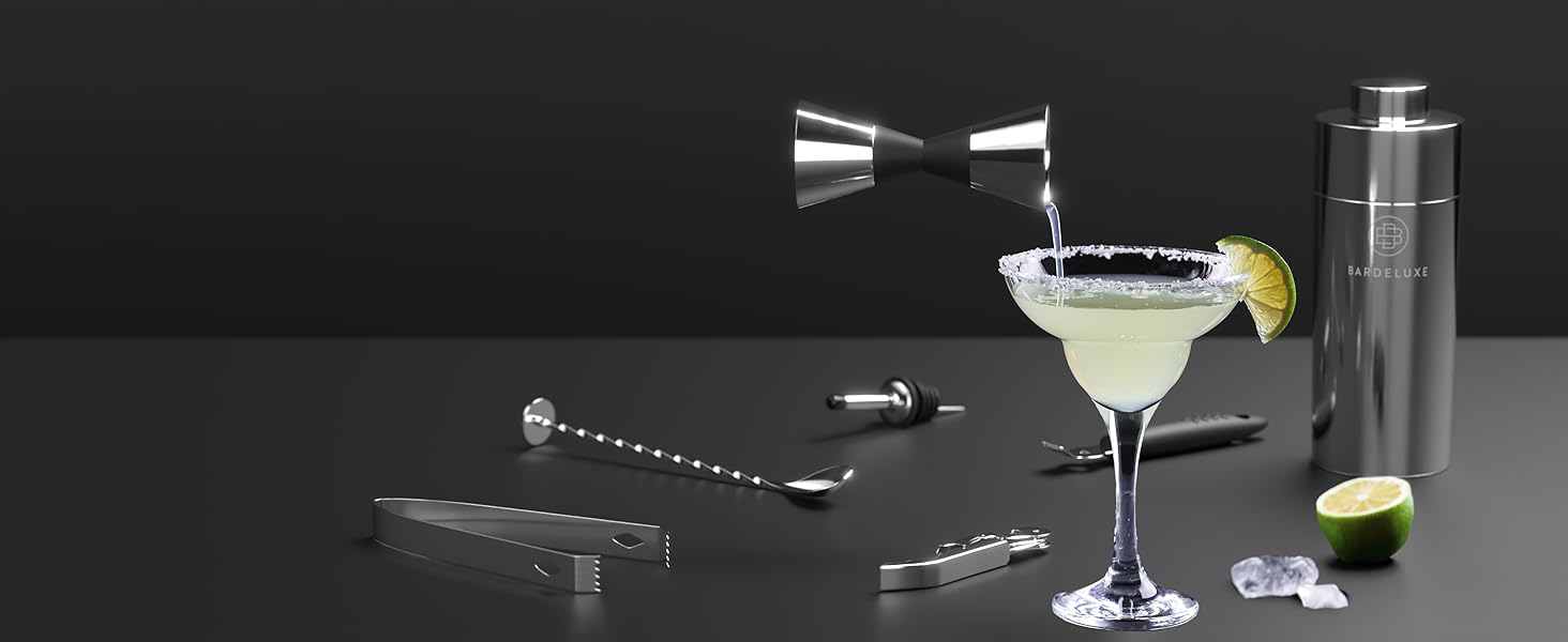 BarDeluxe® Cocktail Shaker Set, 12 Pieces, Cocktail Making Kit, Cocktail Set, Cocktail Kit, 750 ...