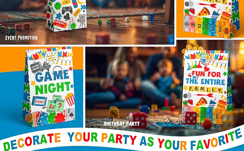 Amazon.com: Outego 24 Game Night Party Favor Bags with Stickers Game ...