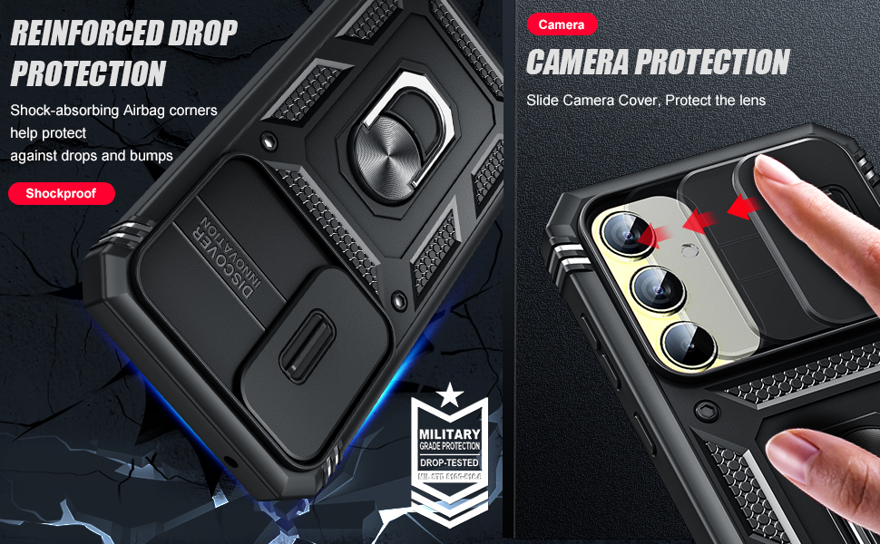 LeYi for Samsung Galaxy A35 5G Case with Camera Cover Slider, Full Body Armour Shockproof Phone ...