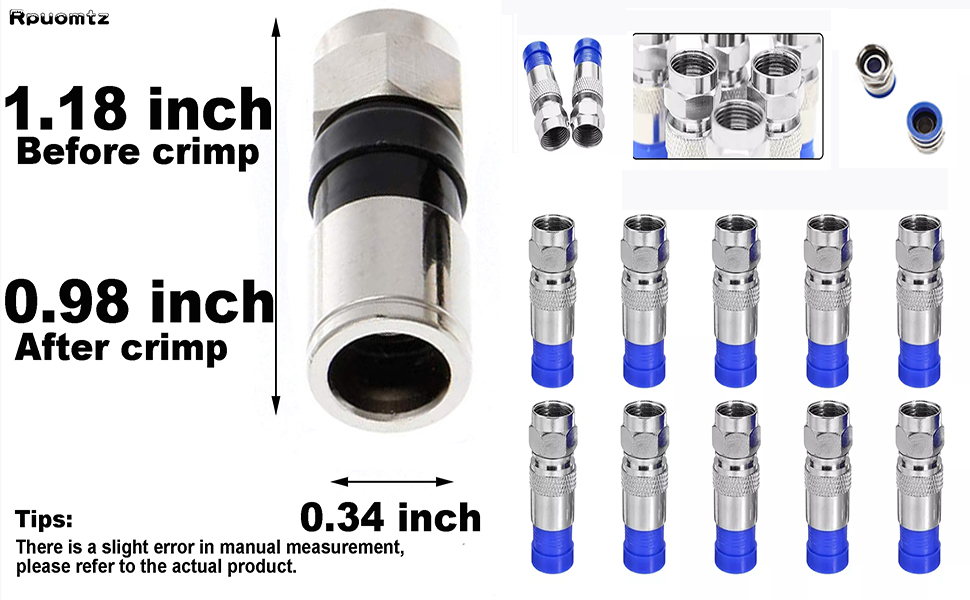 Amazon.com: Rpuomtz 25PCS RG6 Compression Connectors,RG6 F Type ...