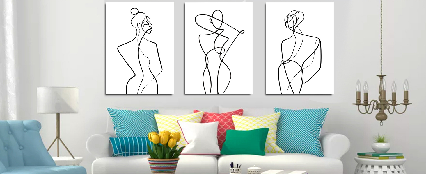 Amazon.de: LXTOPN Moderne Wandbilder Poster, Minimalistische Abstrakt Bild Set Line Art Bilder ...