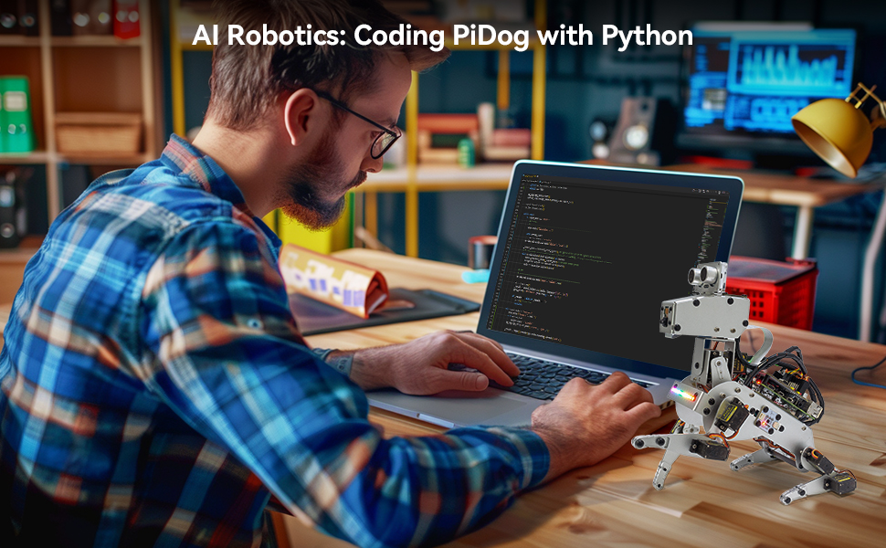 SunFounder PiDog AI Robot Dog Kit for Raspberry Pi 4/3B+/3B/Zero 2W ...