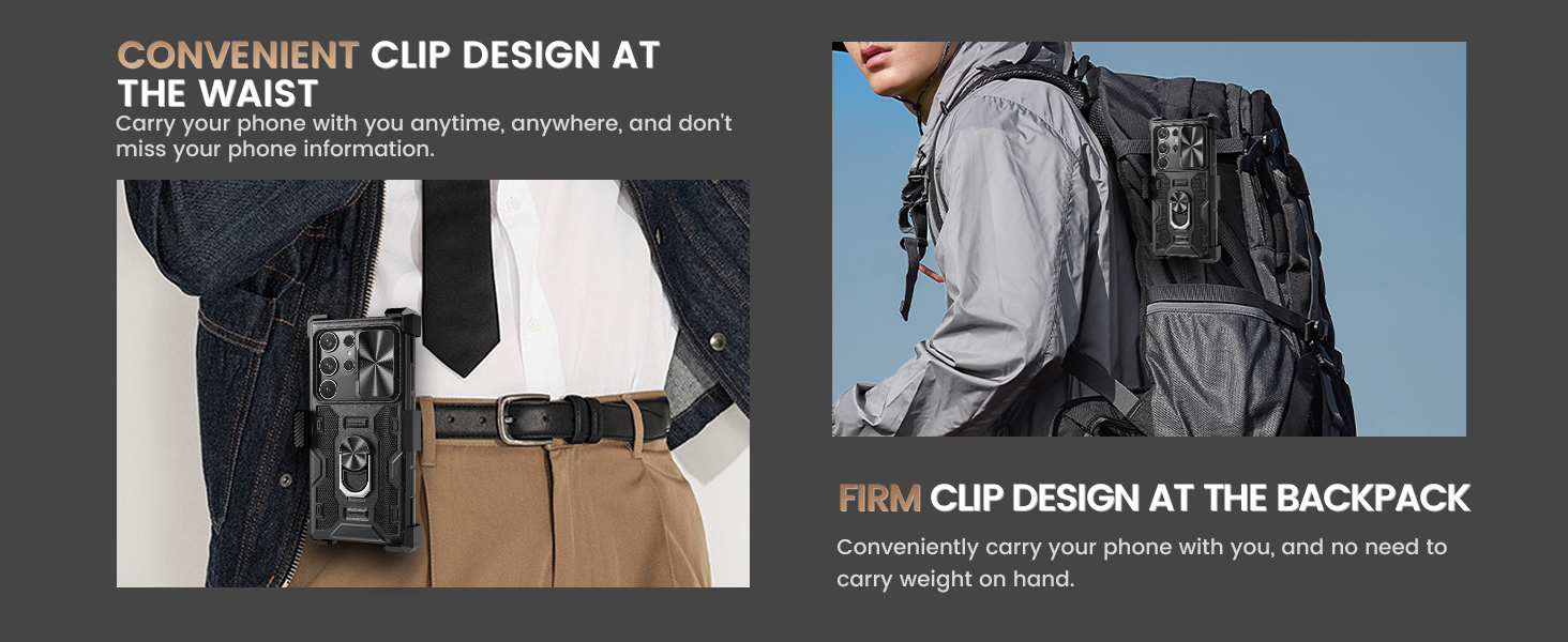 Amazon.com: Caka for Galaxy S24 Ultra Case with Belt Clip Holster & Stand & Slide Camera Cover ...