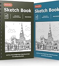 Amazon.com: Soucolor 9" x 12" Sketch Book, 1-Pack 100 Sheets Spiral Bound Art Sketchbook, (68lb ...