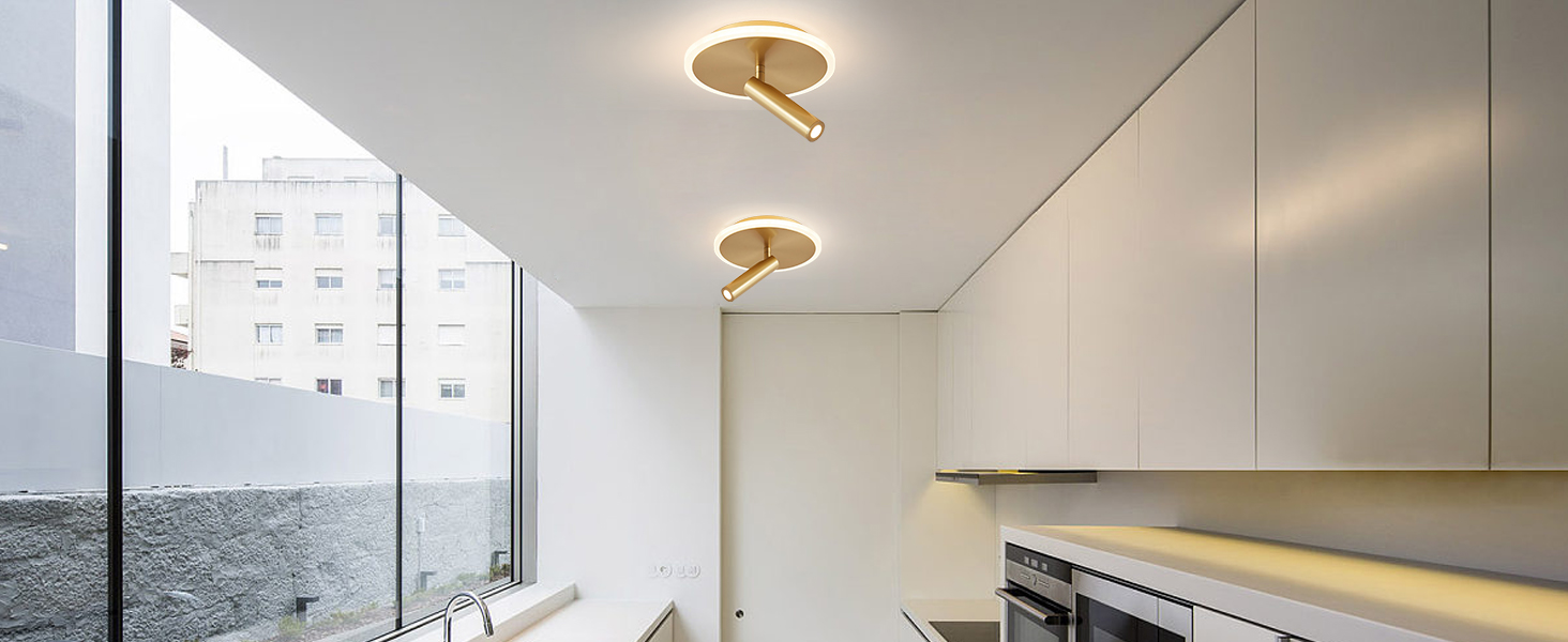 KCO Lighting Industrial Gold LED Long Tube Pendant Light Mid Century Modern Bushed Brass Mini ...