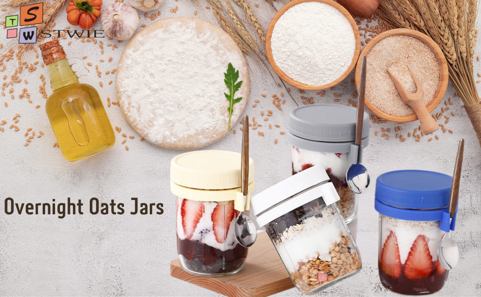Amazon.com: Upgrade Mason Jars for Overnight Oats – 10 Oz Airtight Glass Containers with Lids ...