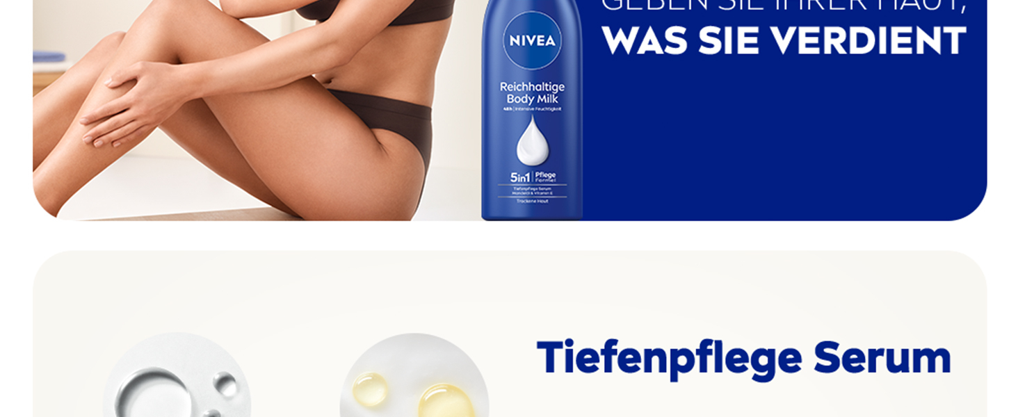 NIVEA Reichhaltige Body Milk (400 ml), intensiv pflegende Körpercreme mit Mandelöl natürlichen ...