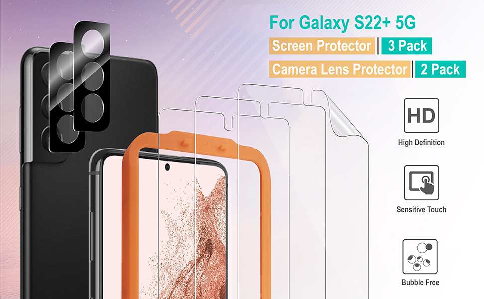 Amazon.com: Galaxy S22 Plus Screen Protector with Camera Lens Protector for Samsung Galaxy S22 ...