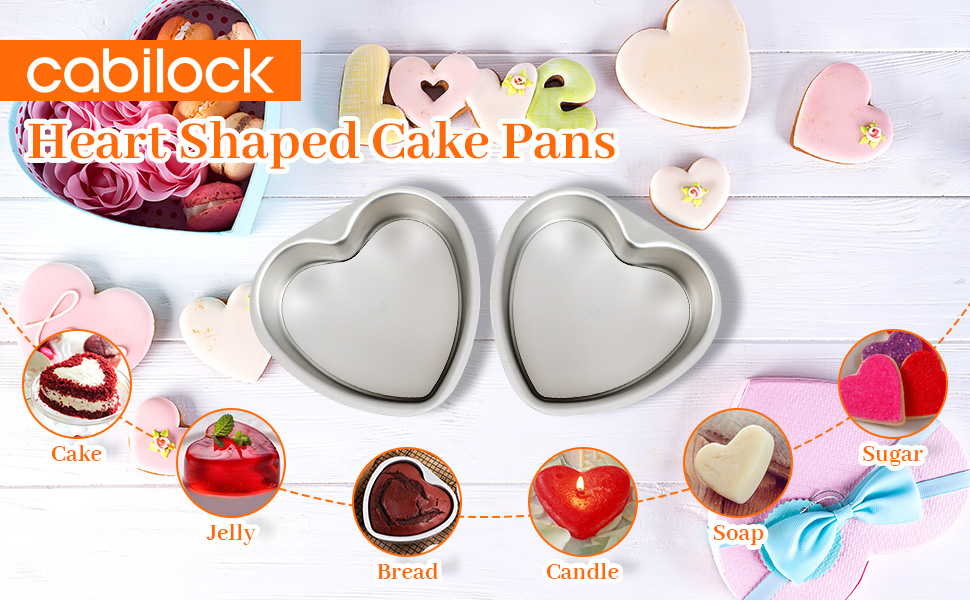 Amazon.com: 2Pcs Heart Shaped Cake Pans Aluminum Pans With Removable Bottom, Kitchen Baking ...