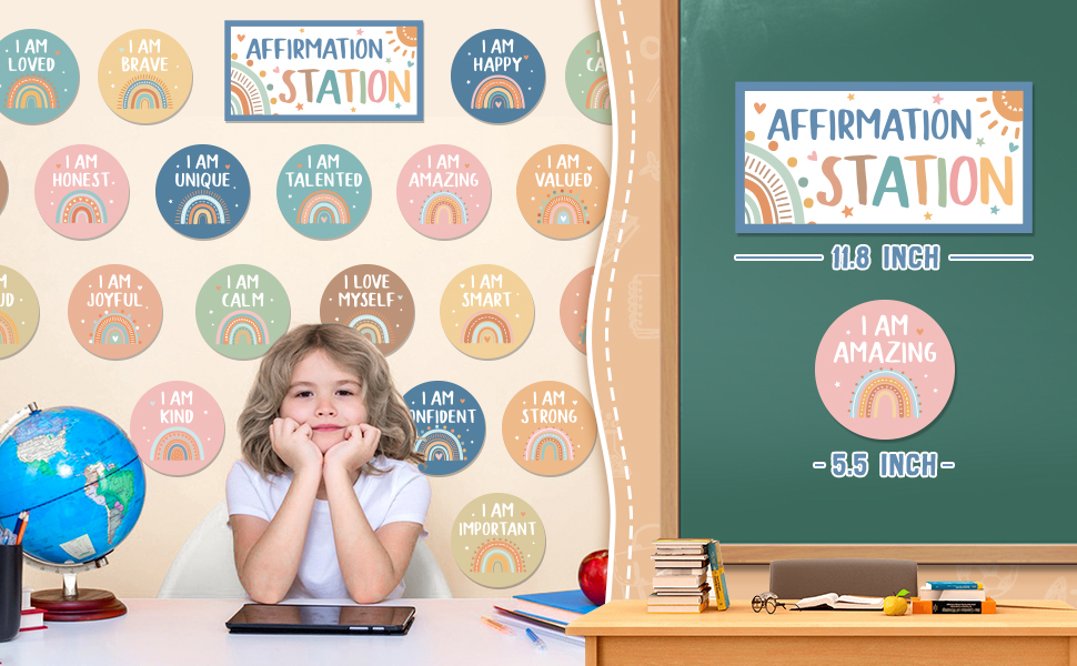 Amazon.com: Boho Affirmation Station Bulletin Board Set Rainbow ...