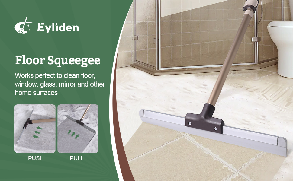 Amazon.com: Eyliden Rubber Floor Squeegee, Quick Water & Foam Removal Broom | Heavy-Duty, Dual ...