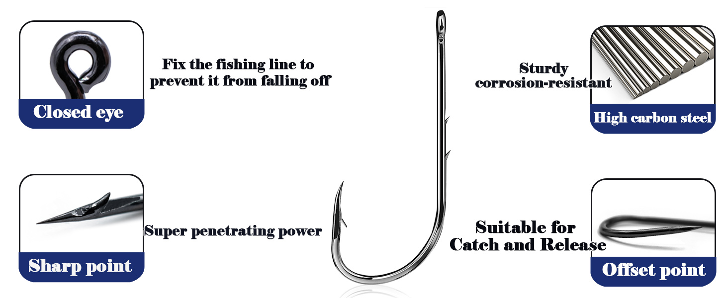 Amazon.com : FishTrip Baitholder Hooks Fishing Offset- 100pcs Bait Holder Fish Hook Double ...