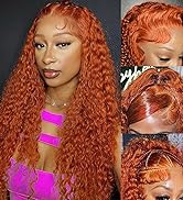 Amazon.com : Ginger Deep Wave Lace Front Wigs Human Hair 13x4 HD Transparent Lace Frontal Wig ...