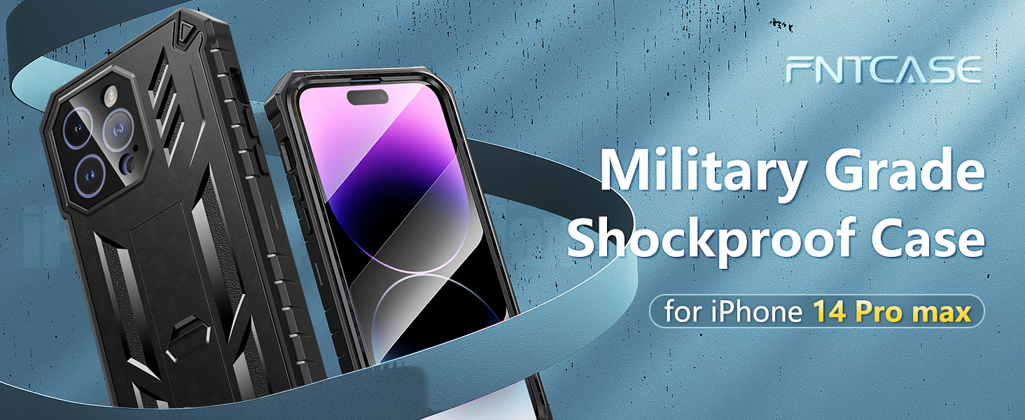 FNTCASE for iPhone 14-Pro Max Case: Military Grade Rugged Cell Phone Cover with Kickstand ...
