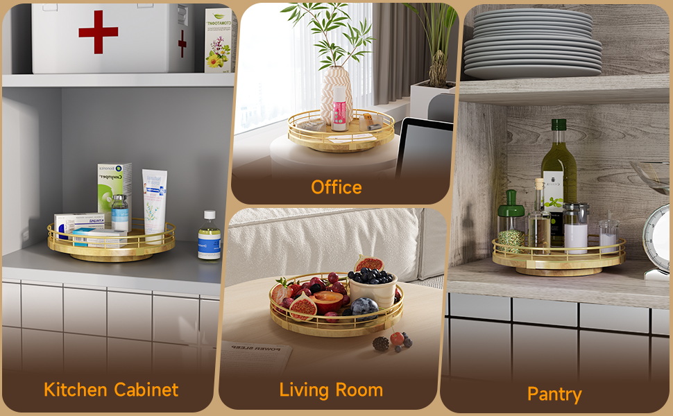 Amazon.com - Farmhouse Oak 9" Lazy Susan Turntable Organizer for Cabinet, Round Wooden Lazy ...