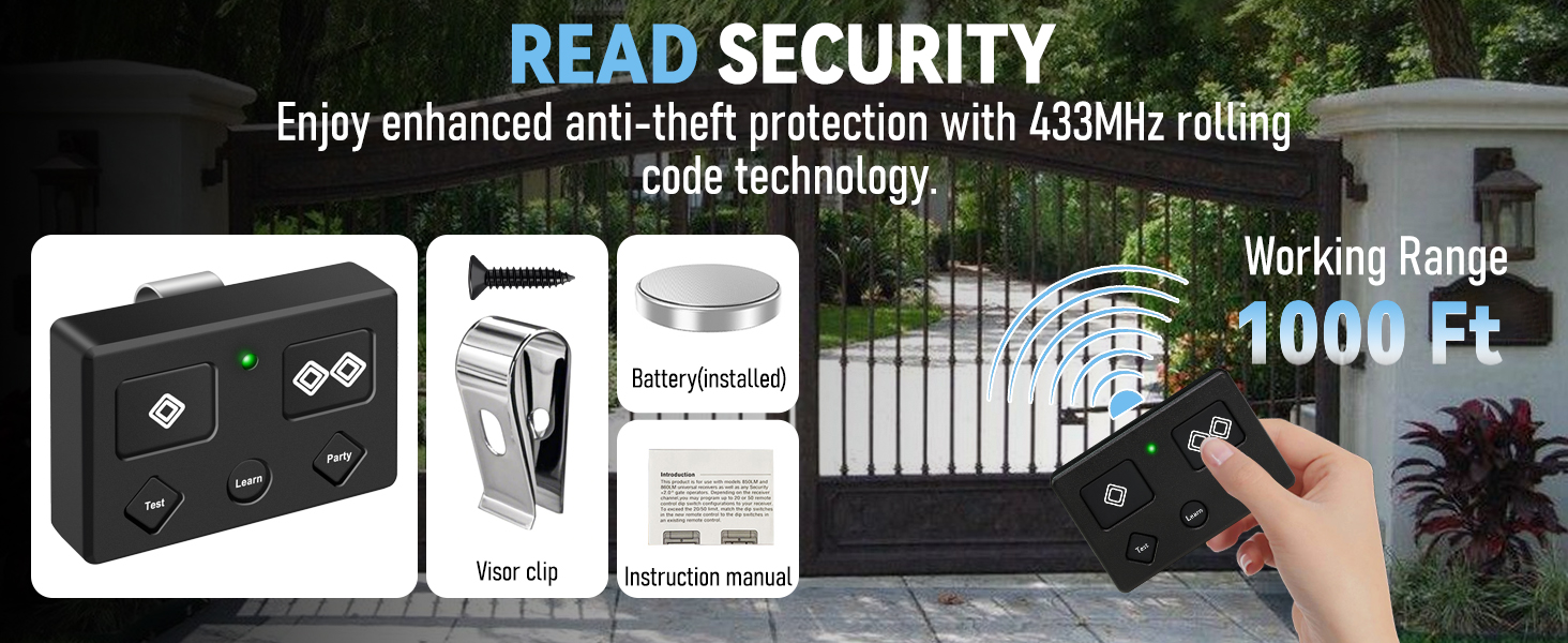 5-Button Remote Transmitter Replace for AXS1 for AXP1, Gate Opener Remote Fit Gate Opener for ...