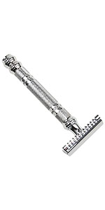 Parker 26C –Black Handle Three Piece Open Comb Double Edge Safety Razor & 5 Premium Platinum ...