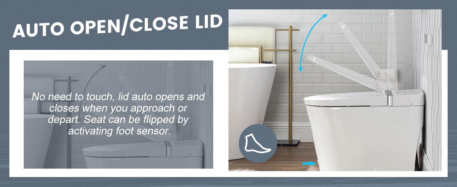 Casta Diva Smart Toilet, Wider Bidet with Heated Seat, Auto Open/Close, Warm Water, Foot Sensor ...