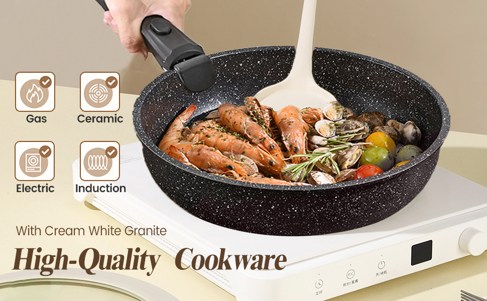 Amazon.com: UMETRE Pots and Pans Set, Nonstick Detachable Handle Cookware Set, Induction Kitchen ...