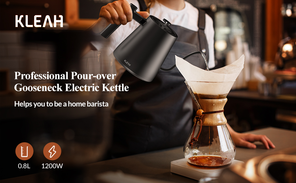 Amazon.com: KLEAH Gooseneck Electric Kettle for Coffee Tea Brewing, 0.8L Pour Over Kettle, Keep ...