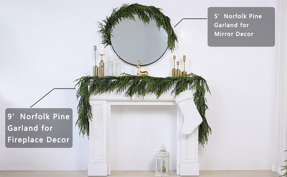 Amazon.com: FOTEEWL Artificial Christmas Garlands- Real Touch Norfolk Pine Garland Faux Greenery ...