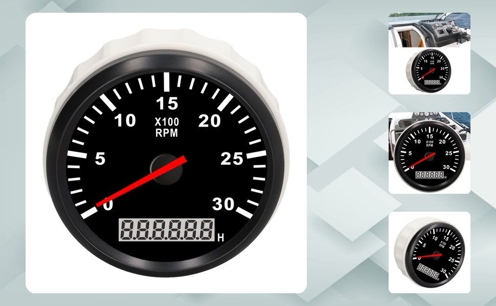 Tacómetro de 85mm/3,35 Pulgadas, KIMISS 3000RPM, Tacómetro de Barco IP67, Tacómetro Resistente ...