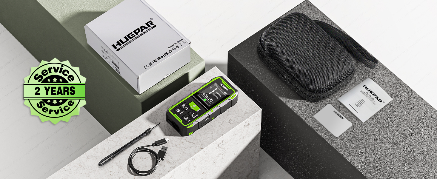 Amazon.com: Huepar Dual Laser Measuring Tool, 656Ft Green-Beam Bilateral Digital Laser Distance ...