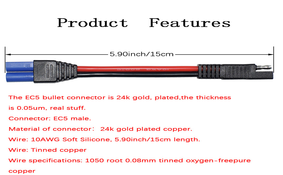 Amazon.com: LIXINTIAN (2-Pack) SAE to EC5 Male Plug Quick Connection Adapter Connector, Suitable ...