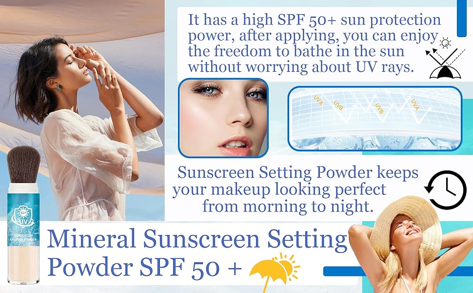 Amazon.com: Mineral Sunscreen Setting Powder SPF 50 +,Mineral Brush Powder,Oil Control Setting ...
