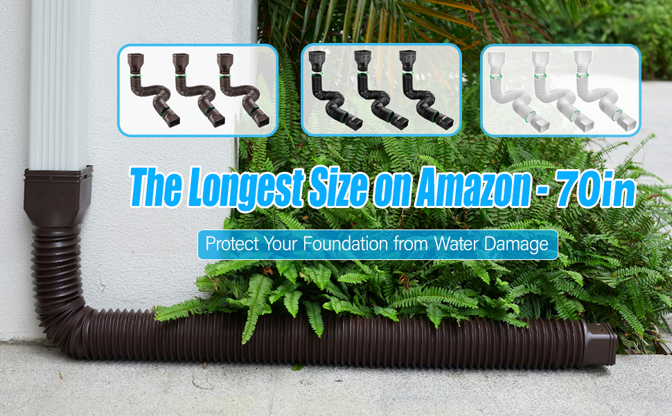 3 Pack Flexible Gutter Downspout Extensions with Connector, Rain Gutter ...