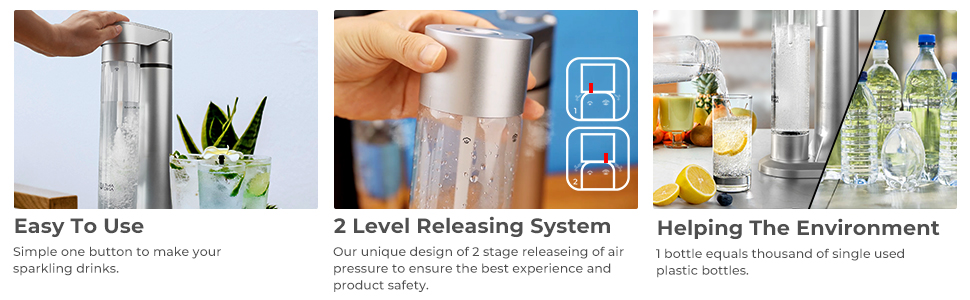 Ultima Cosa Soda Maker with CO2 Cylinder - Home Fizzy Drink Bubbly Water Machine 1LBPA-free ...