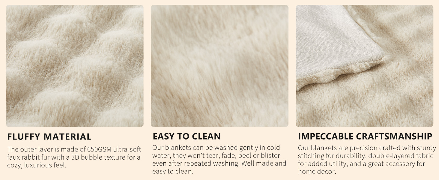 Amazon.com: L'AGRATY Faux Rabbit Fur Blanket: 50" x 60" Luxury Soft ...