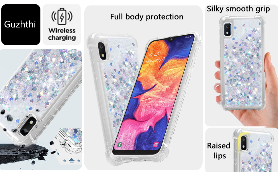 Amazon.com: Guzhthi for Samsung A10E Case: Clear Glitter Flowing Liquid Quicksand Shockproof ...