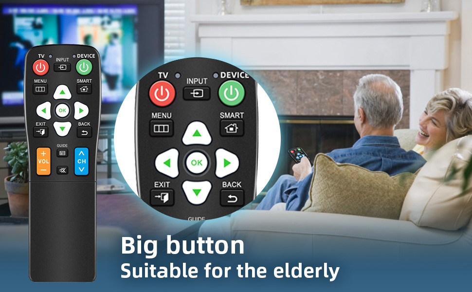 Amazon.com: Big Button Universal Remote Control for Seniors, 2-Device ...