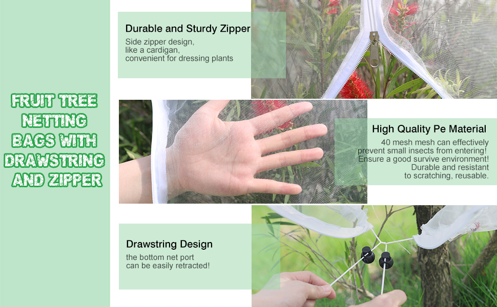 Amazon.com : 2 Packs 8 x 8 ft Fruit Tree Netting Cover with Zipper and Drawstring, Garden Mesh ...