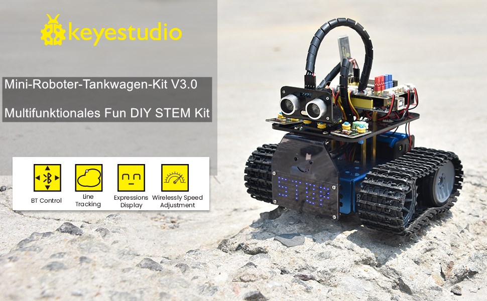 KEYESTUDIO Robot Tank Kit kompatibel mit Arduino IDE, elektronisch ...