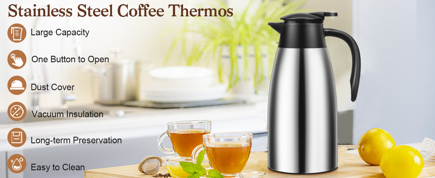 Amazon.com: 2 PCS 68 OZ Thermal Coffee Carafe, Insulated Stainless Steel Coffee Carafe Double ...