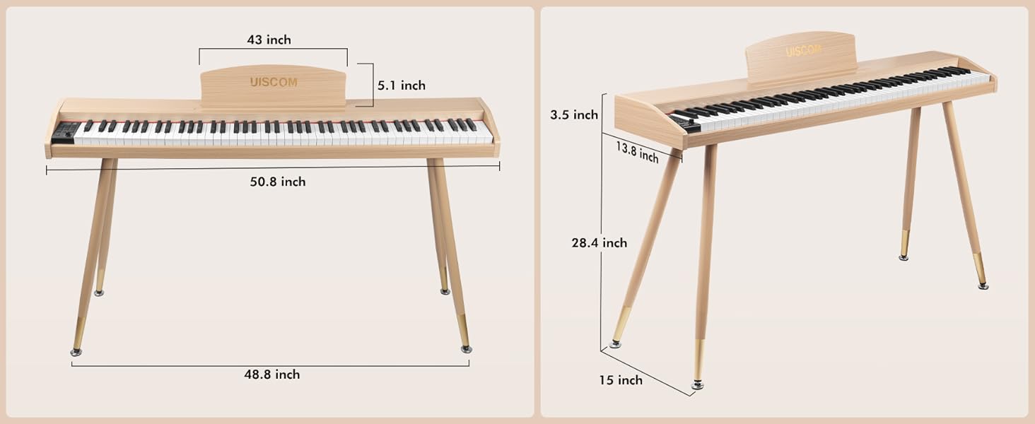 Amazon.com: UISCOM Digital Piano Keyboard for Beginners, Full Size 88 Key Semi-Weighted Keyboard ...