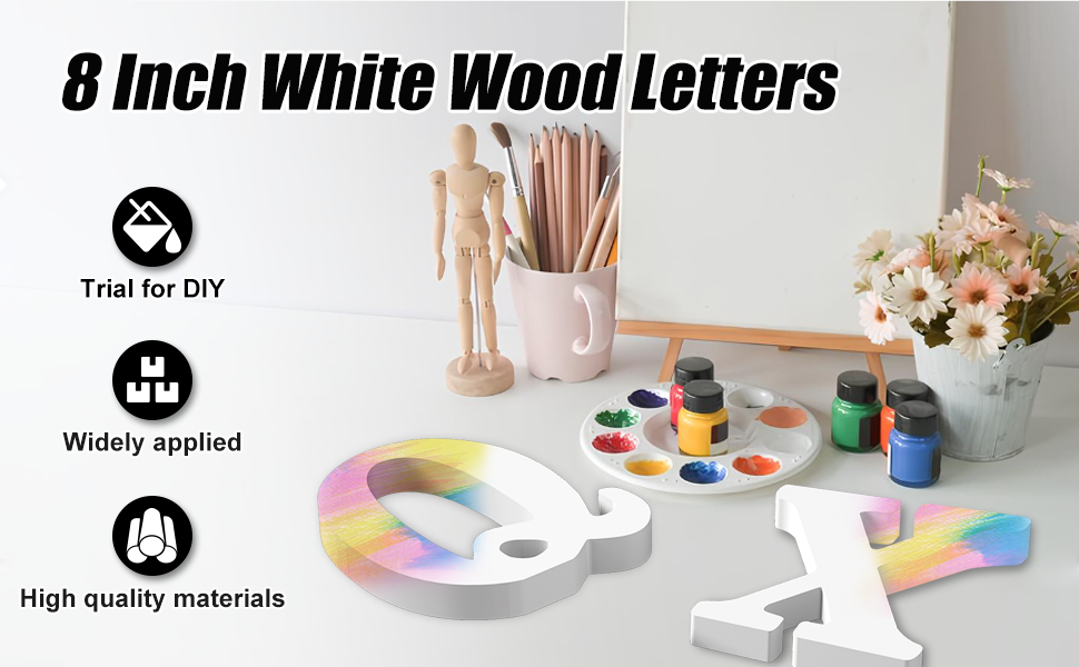 Amazon.com: WOODOUNAI 8 Inch White Wood Letters Unfinished Wood Letters ...