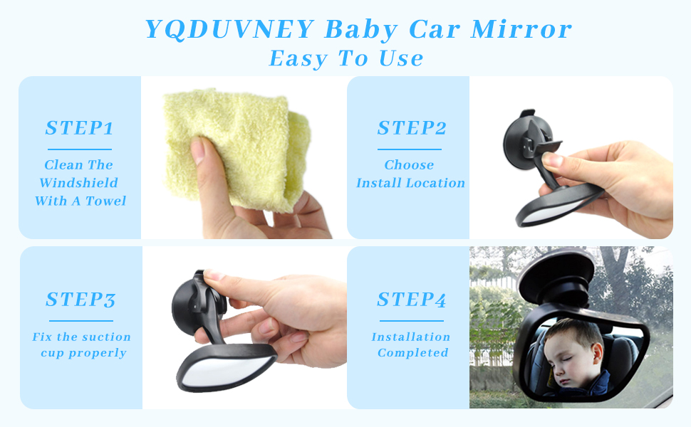 Amazon.com: Wide Interior Rearview Baby Mirror,Car Mirror For Baby,Clip On Back Seat Baby Mirror ...