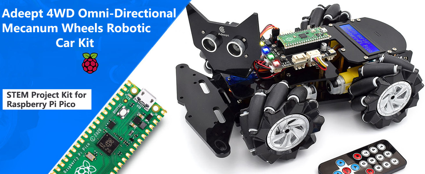 Amazon.com: Adeept 4WD Omni-Directional Mecanum Wheels Robotic Car Kit ...