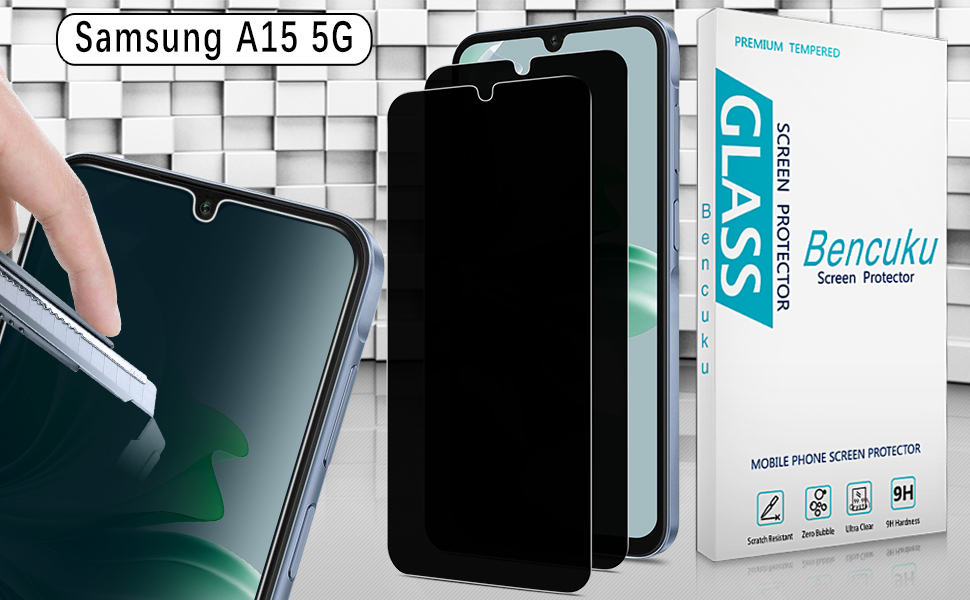 Amazon.com: Bencuku (2 Pack Privacy Screen Protector for Samsung Galaxy A15 5G and Galaxy A15 6. ...