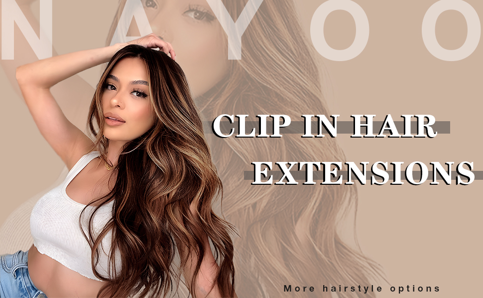 Amazon.com : NAYOO Clip in Hair Extensions for Women 20 Inch Long Wavy curly Auburn Mix Chestnut ...