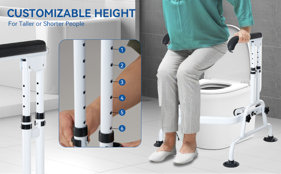 Amazon.com: Toilet Safety Rails (550 Ibs) - 120° Foldable Handles Heavy-Duty Toilet Rails ...