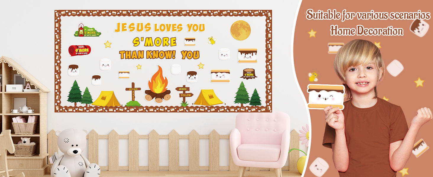 Amazon.com: CPicdn 135Pcs Jesus Loves You S'More Bulletin Board ...