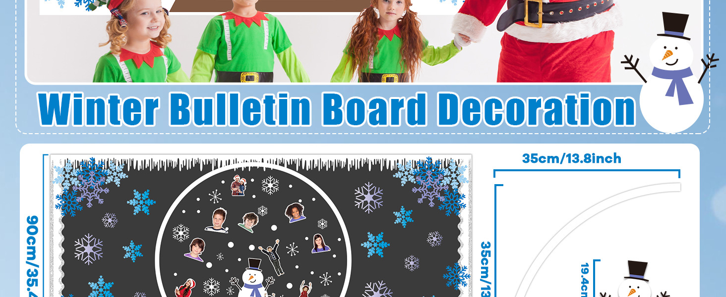 Amazon.com: Winter Snowman Bulletin Board Decorations Set Snowflake ...