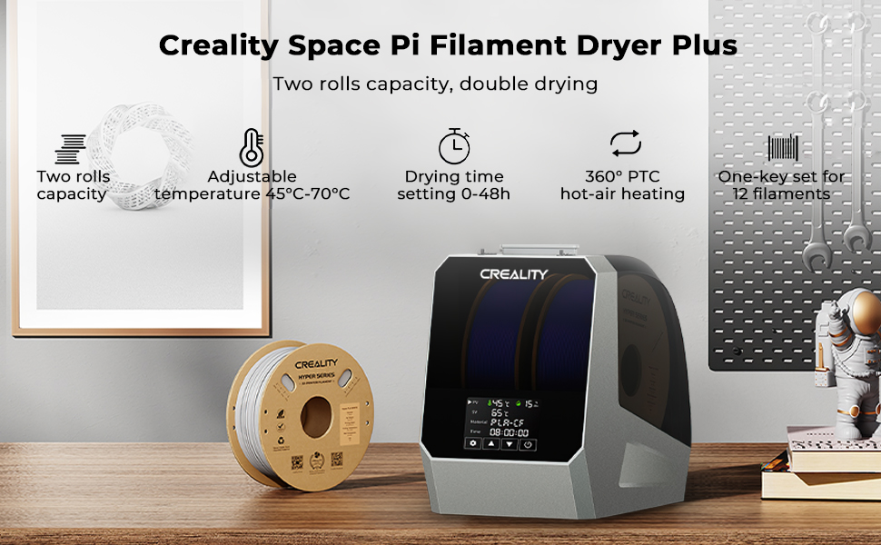 Amazon.com: Creality Space Pi Filament Dryer Plus, Two Rolls Capacity, 1.75mm 2.85mm Filament ...