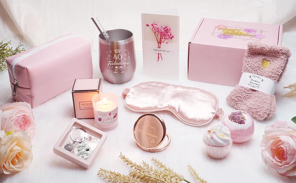 Regalos de Cumpleaños para Mujeres, Cesta de Regalos de Feliz Cumpleaños para Mujeres, Vaso ...