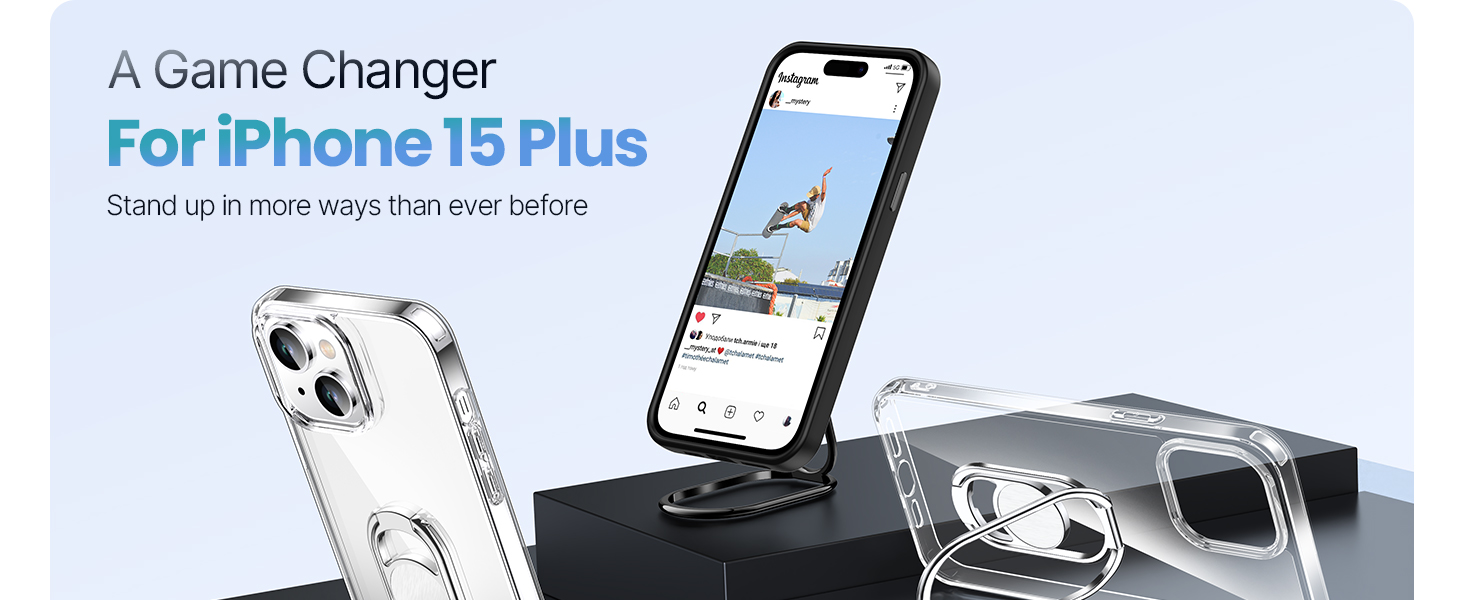 Amazon.com: Shields Up for iPhone 15 Plus Case with Stand, Phone Case Clear with Double Ring ...